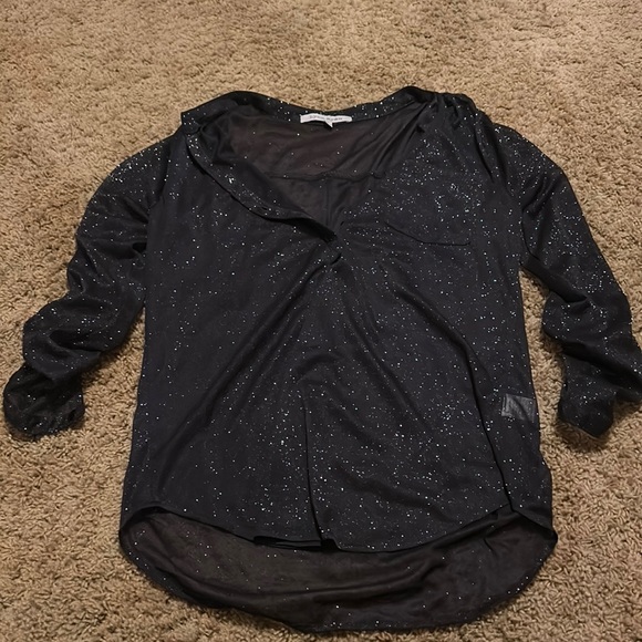 Lynn Ryan | Tops | Seethrough Sparkle Buttonup | Poshmark
